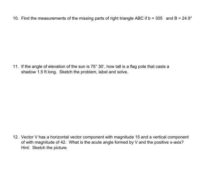 Solved 10. Find the measurements of the missing parts of | Chegg.com