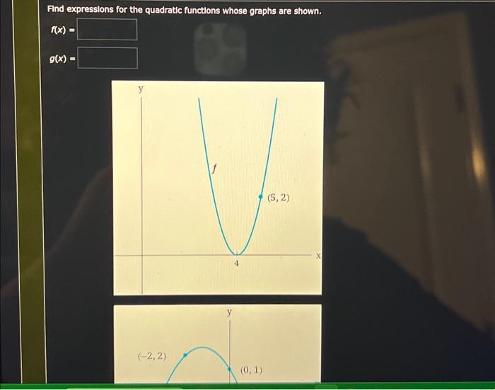 Solved Find expressions for the quadratic functions whose | Chegg.com