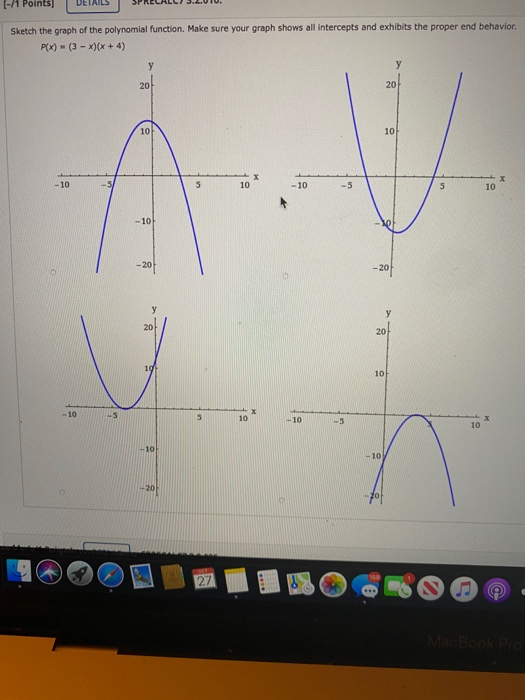 Solved (-/1 Point Sketch the graph of the polynomial | Chegg.com