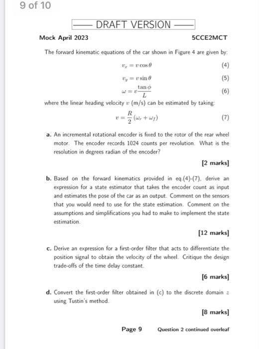 Solved DRAFT VERSION (a) Mock April 2023 1. | Chegg.com