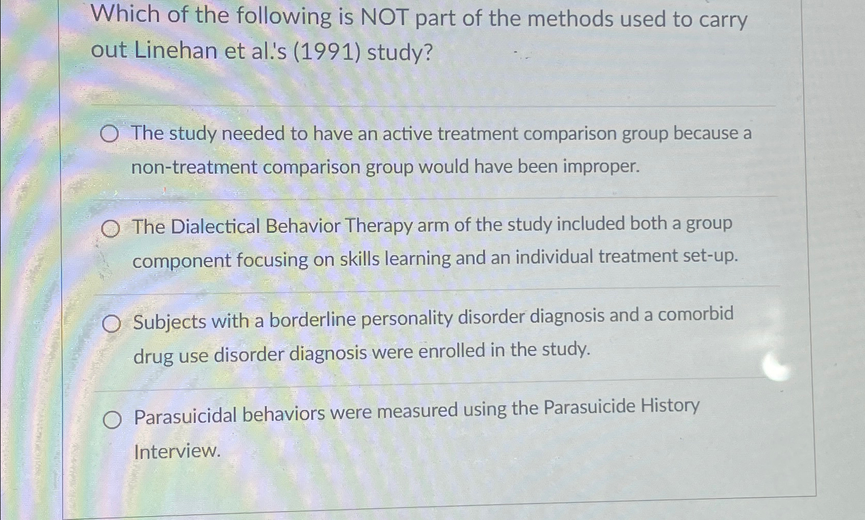 Solved Which of the following is NOT part of the methods | Chegg.com