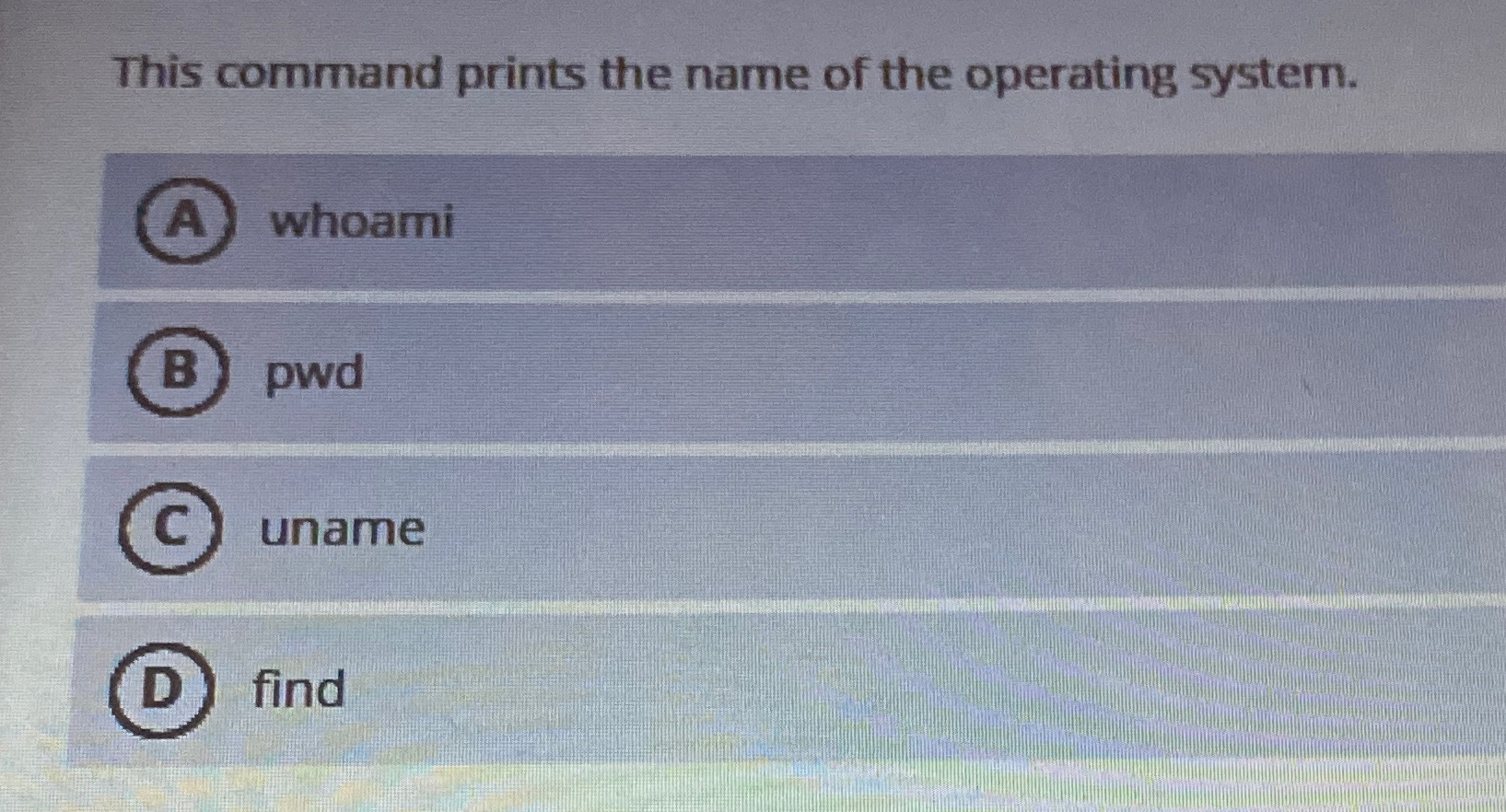 Solved This command prints the name of the operating | Chegg.com