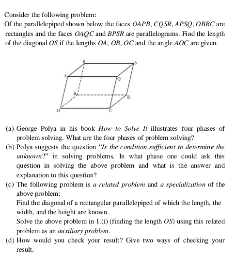 Consider the following problem: Of the parallelepiped | Chegg.com
