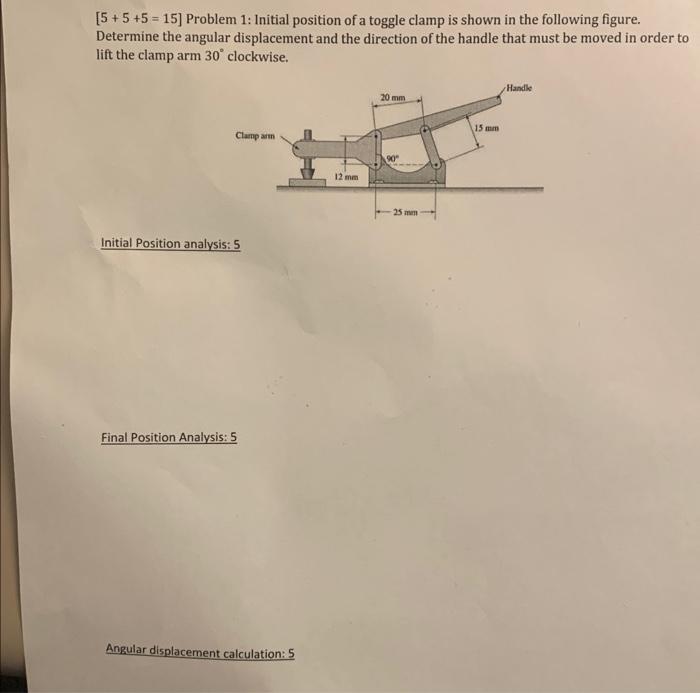 Solved [5 +5+5=15] Problem 1 : Initial position of a toggle | Chegg.com