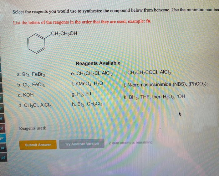 Solved Select the reagents you would use to synthesize the | Chegg.com