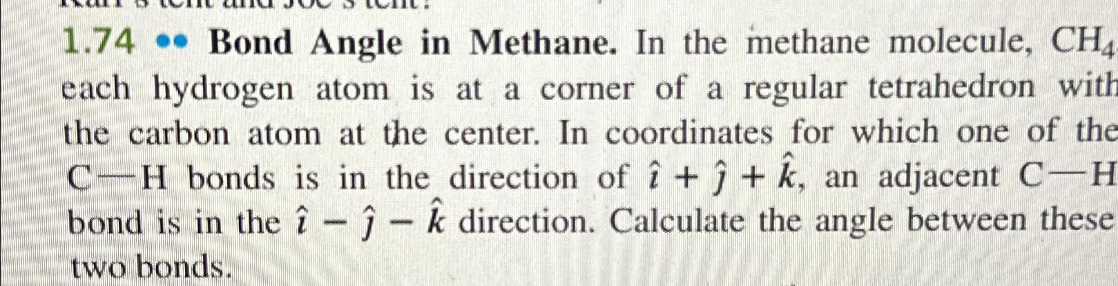 Solved 1.74cdots Bond Angle in Methane. In the methane | Chegg.com