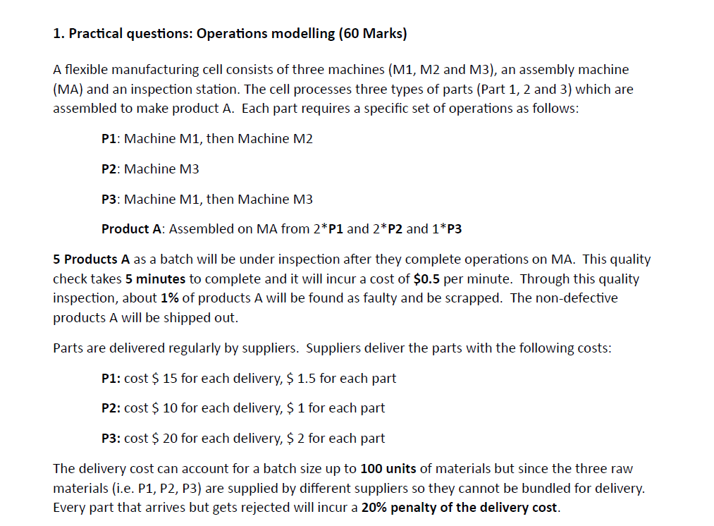Solved Practical questions: Operations modelling (60 | Chegg.com