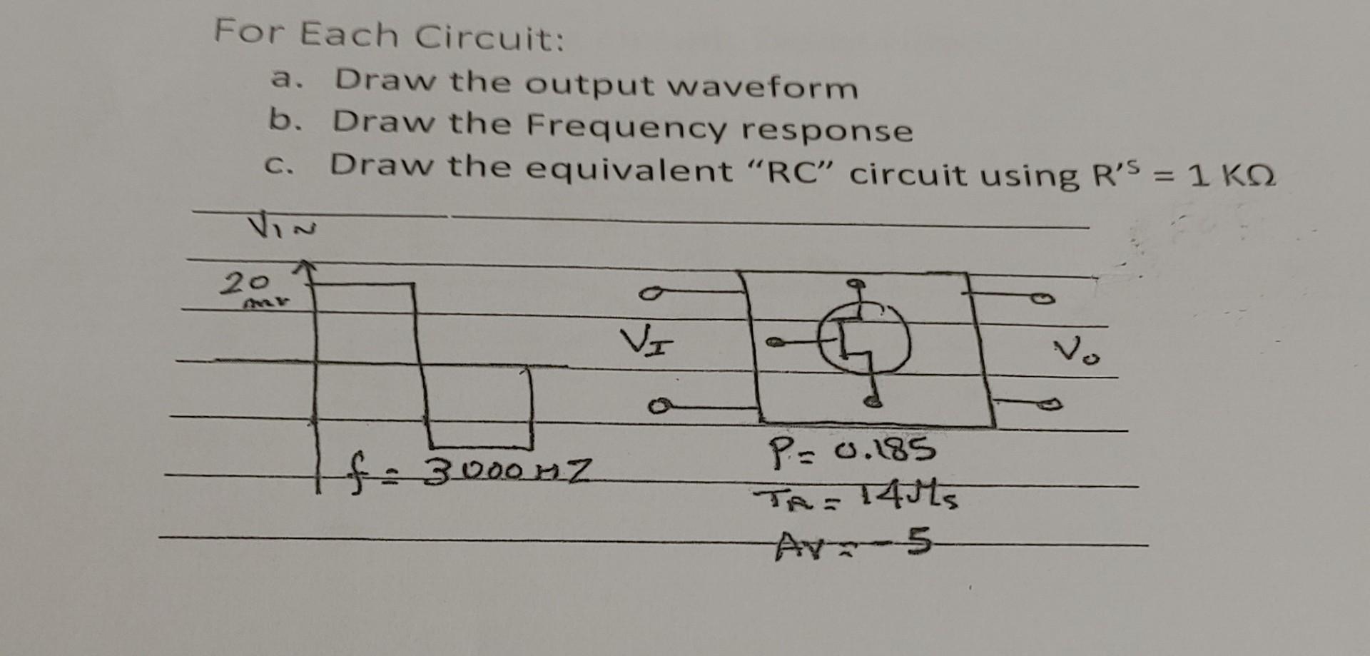 Solved For Each Circuit: a. Draw the output waveform b. Draw | Chegg.com