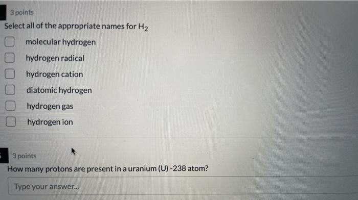 Solved 3 points Select all of the appropriate names for H2 | Chegg.com