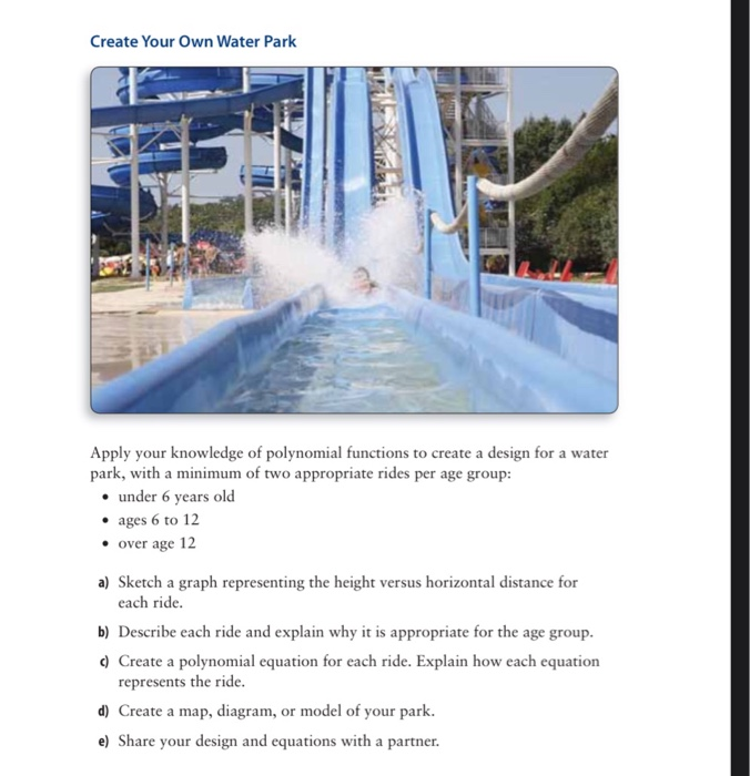 Solved Create Your Own Water Park Apply your knowledge of | Chegg.com
