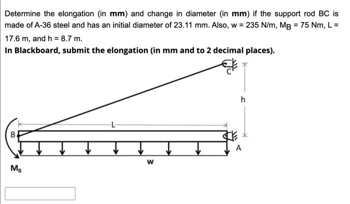 Solved Determine the elongation (in mm) and change in | Chegg.com