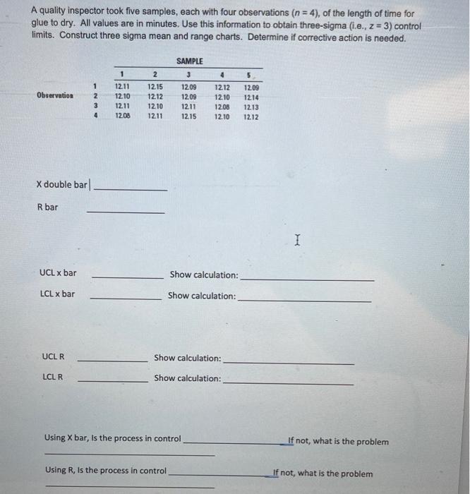 Solved please help me with the calculations in this mean & | Chegg.com