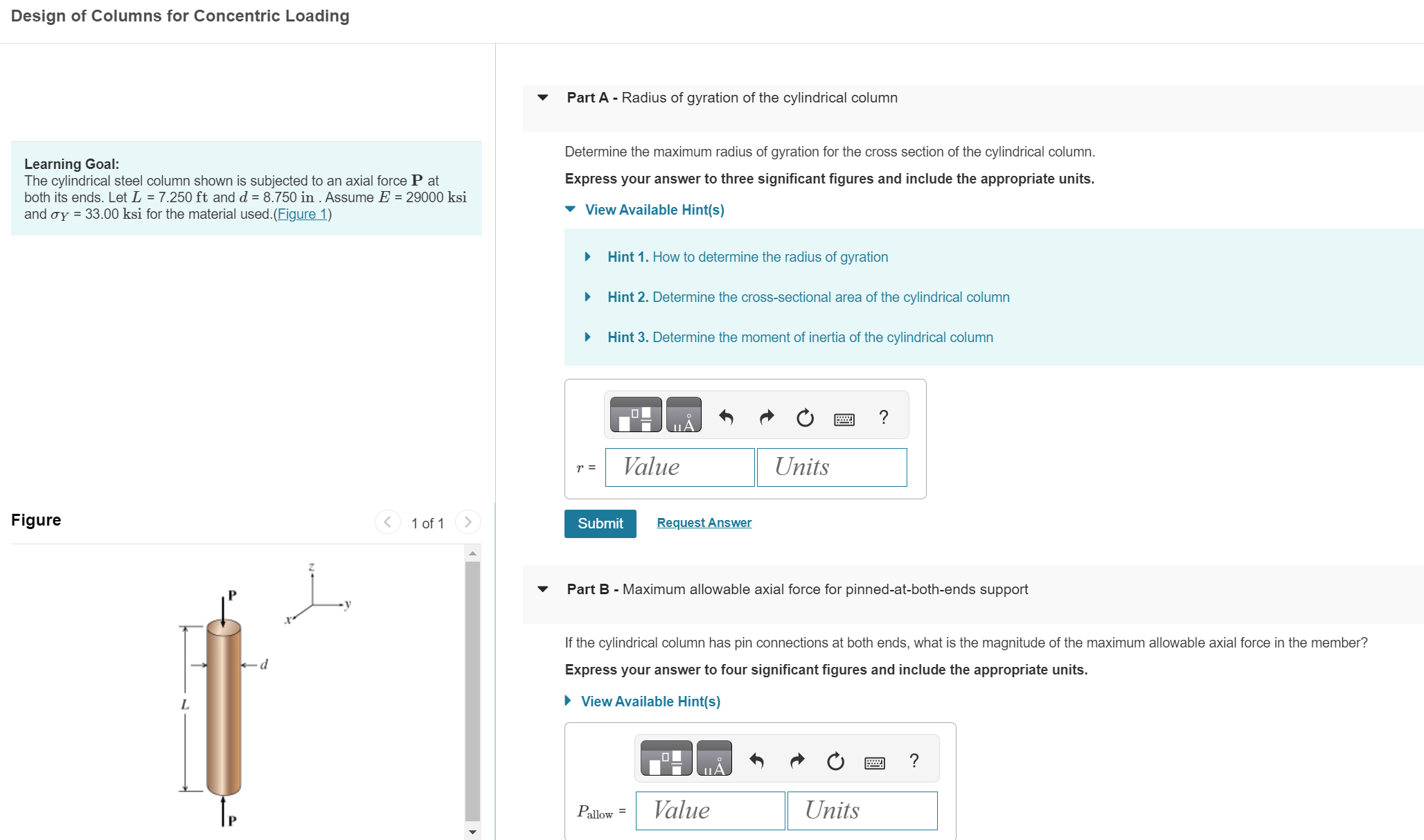 Solved Design of Columns for Concentric LoadingLearning | Chegg.com