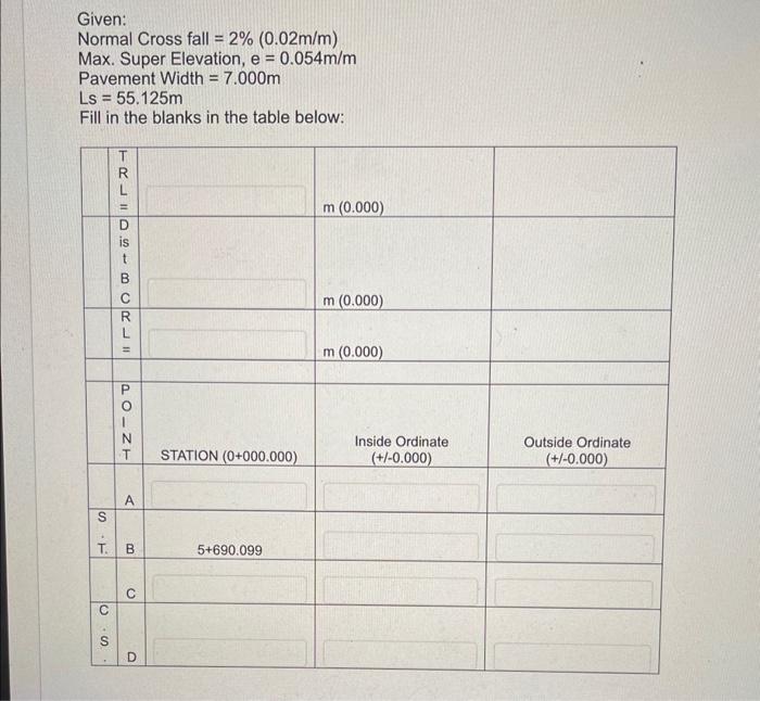 [Solved]: highway technology Given: Normal Cross fall =2%(0.