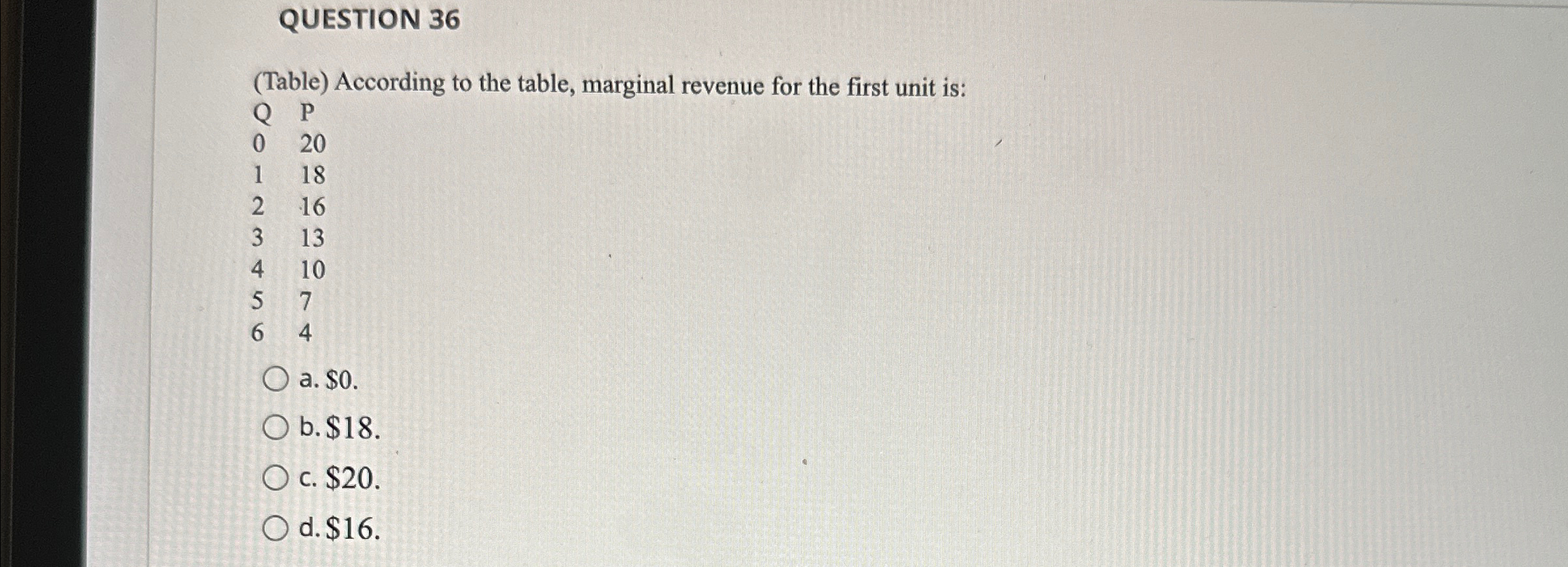 Solved QUESTION 36(Table) ﻿According to the table, marginal | Chegg.com