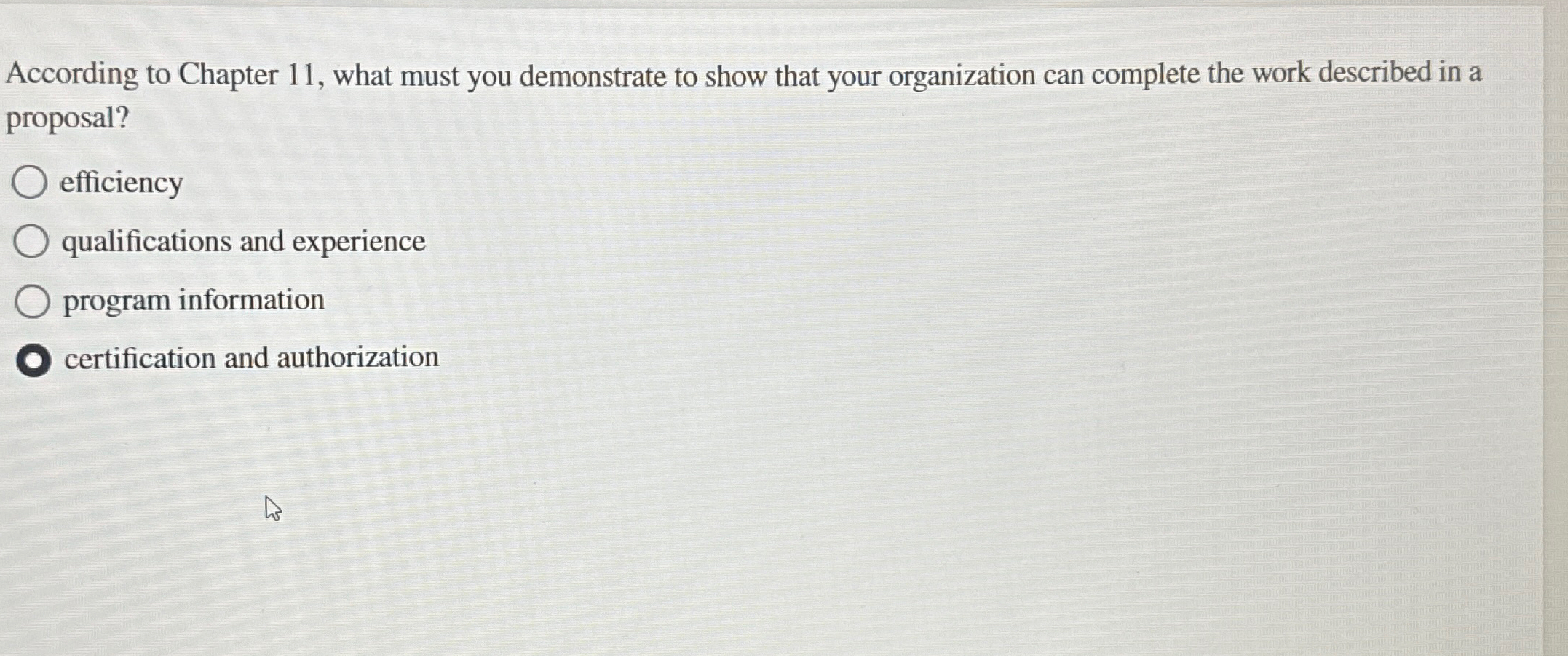 Solved According to Chapter 11, ﻿what must you demonstrate | Chegg.com
