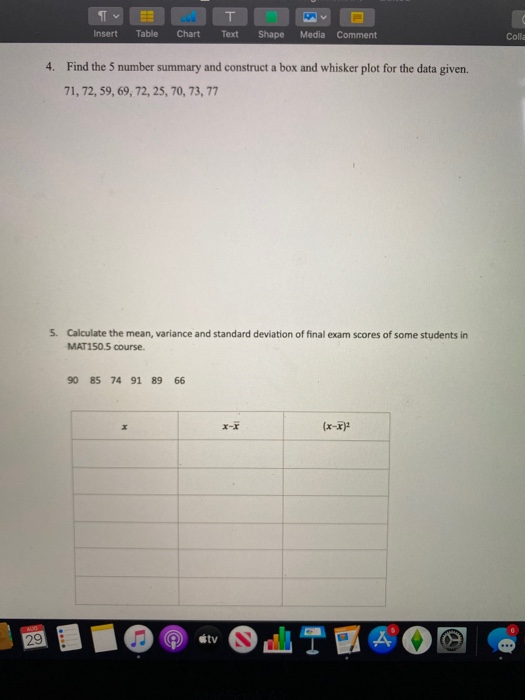 Solved Insert Table Chart Text Shape Media Comment Colla 4. | Chegg.com