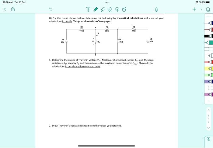 Solved Q) For the circuit shown below, determine the | Chegg.com