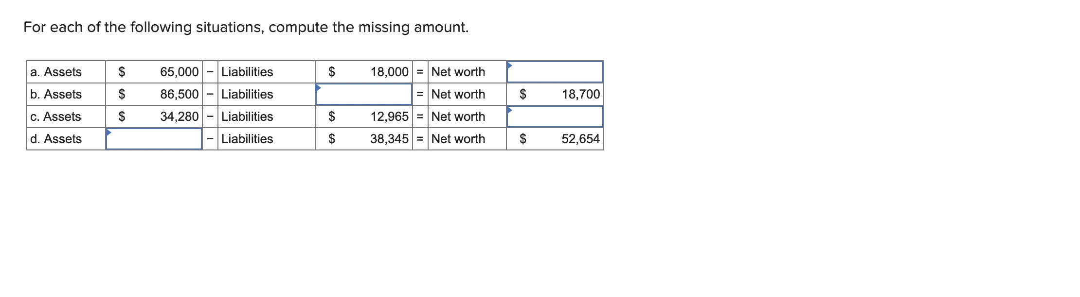 Solved For each of the following situations, compute the | Chegg.com