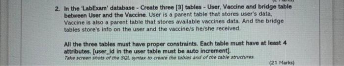 Solved 2. In the 'LabExam' database - Create three (3) | Chegg.com