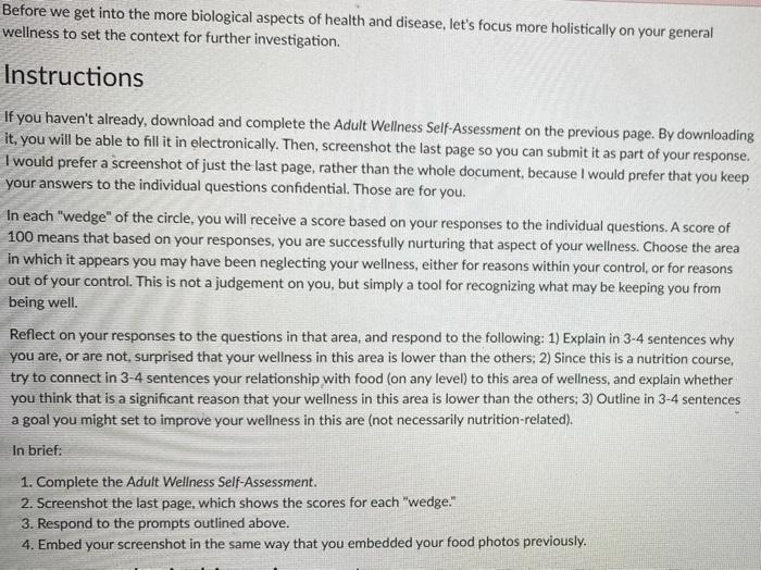 Adult Wellness Compass Self-Assessment Your Results | Chegg.com