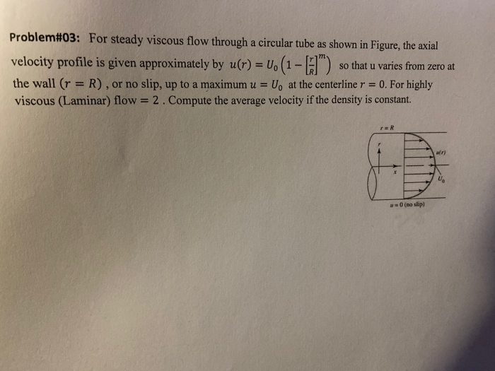 Solved Problem#03: For steady viscous flow through a | Chegg.com