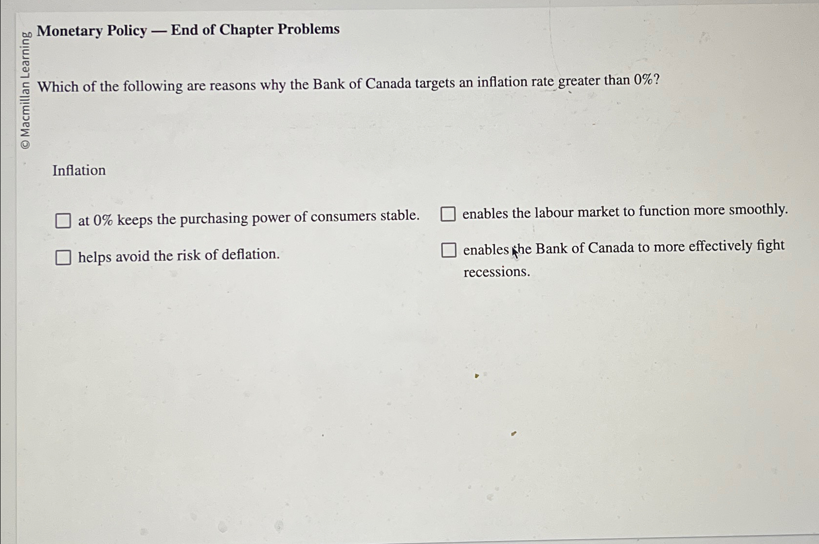 Solved Monetary Policy - ﻿End of Chapter ProblemsWhich of | Chegg.com