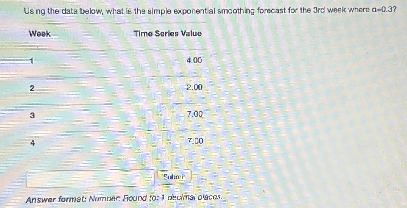 Solved Using the data below, what is the simple exponential | Chegg.com