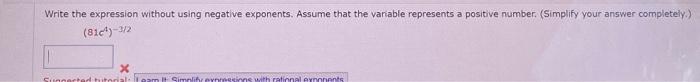 Solved Write the expression without using negative | Chegg.com