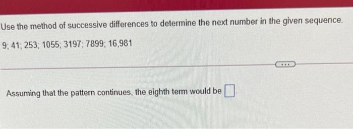 Solved Use the method of successive differences to determine | Chegg.com