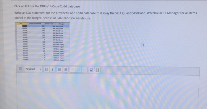 Click On Link For The Dbp E14 Cape Codd Database 