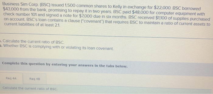 Solved Business Sim Corp. (BSC) issued 1,500 common shares | Chegg.com