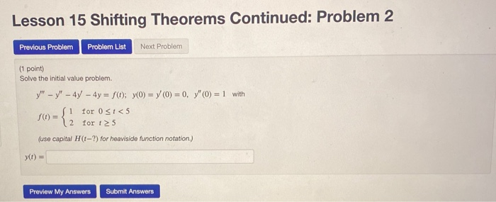 Solved Lesson 15 Shifting Theorems Continued: Problem 1 | Chegg.com