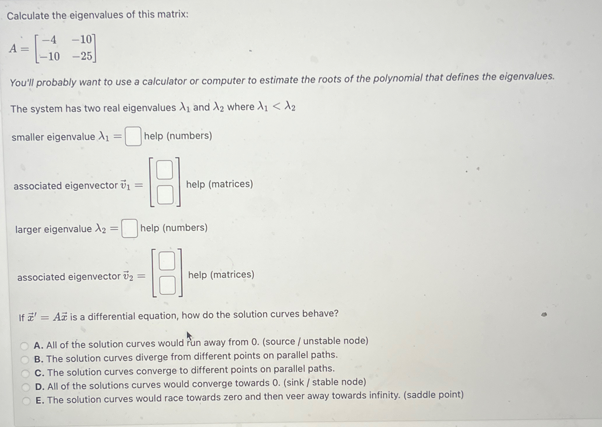 Solved Calculate the eigenvalues of this | Chegg.com
