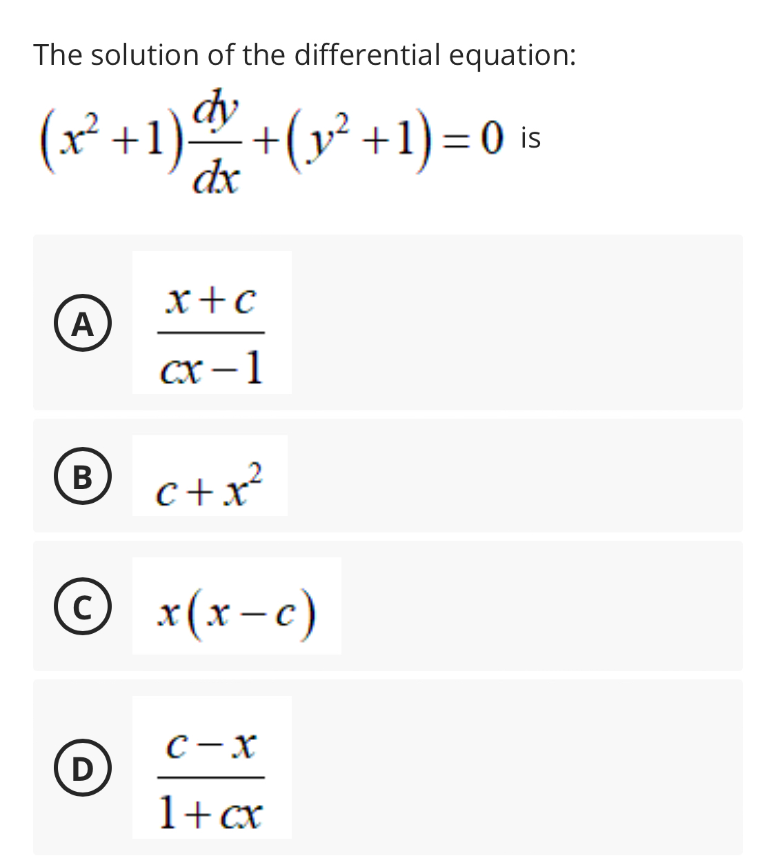 Solved The solution of the differential equation: | Chegg.com