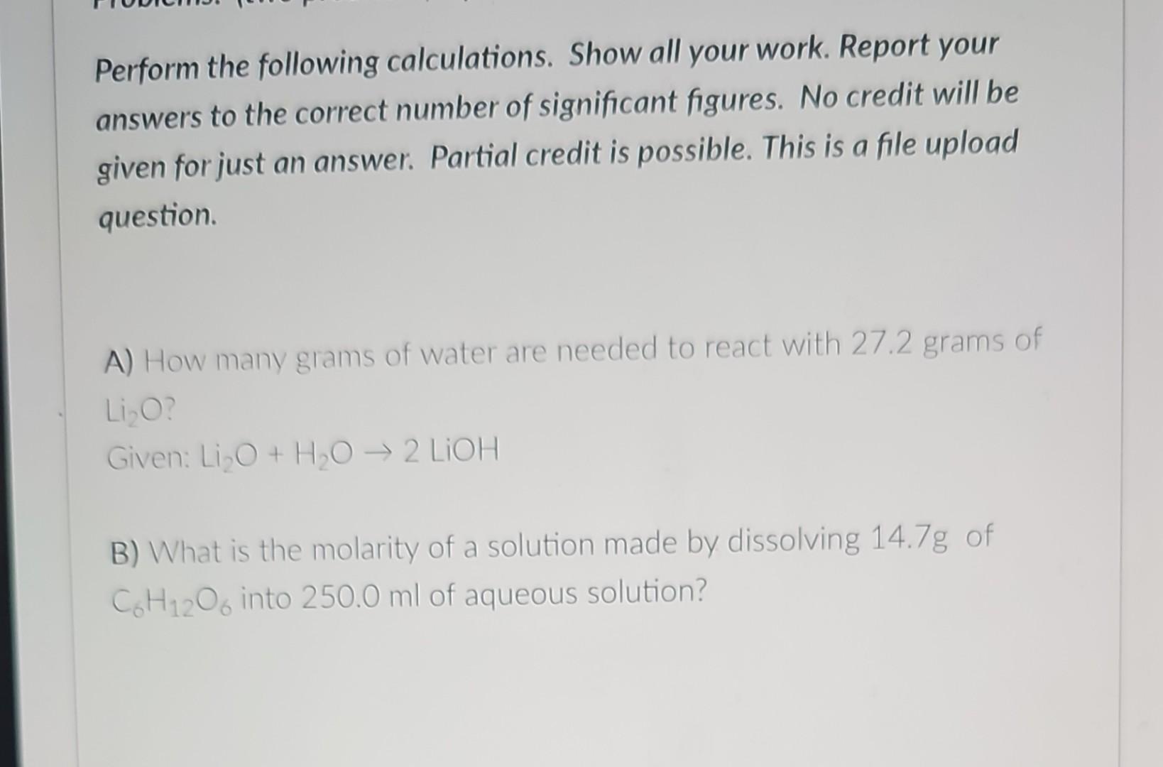 Solved Perform the following calculations. Show all your | Chegg.com