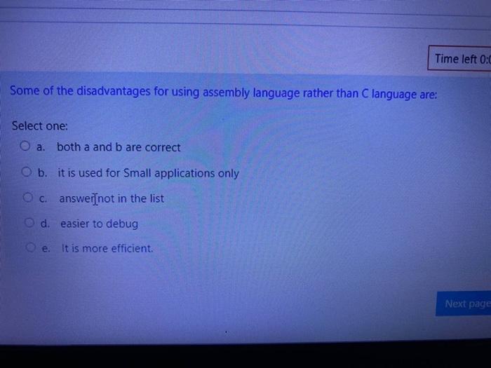 Solved Some of the disadvantages for using assembly language | Chegg.com