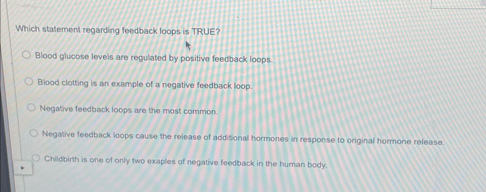 Solved Which statement regarding feedback loops is | Chegg.com