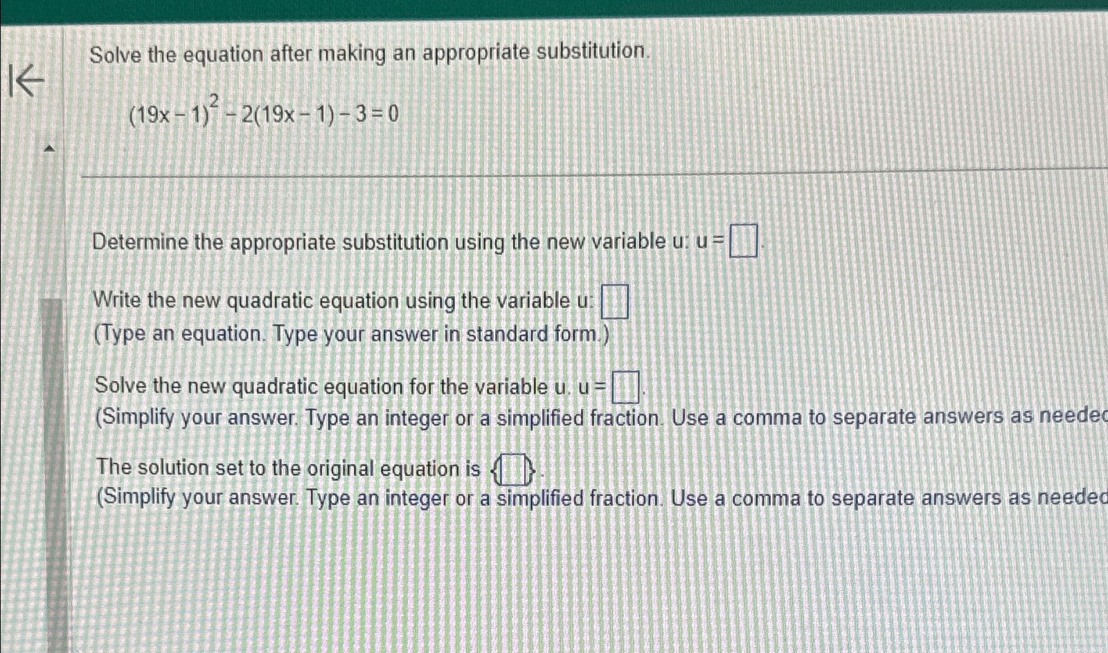 Solved Solve the equation after making an appropriate | Chegg.com