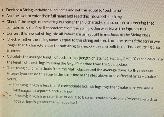 Solved • Declare a String variable called name and set this | Chegg.com