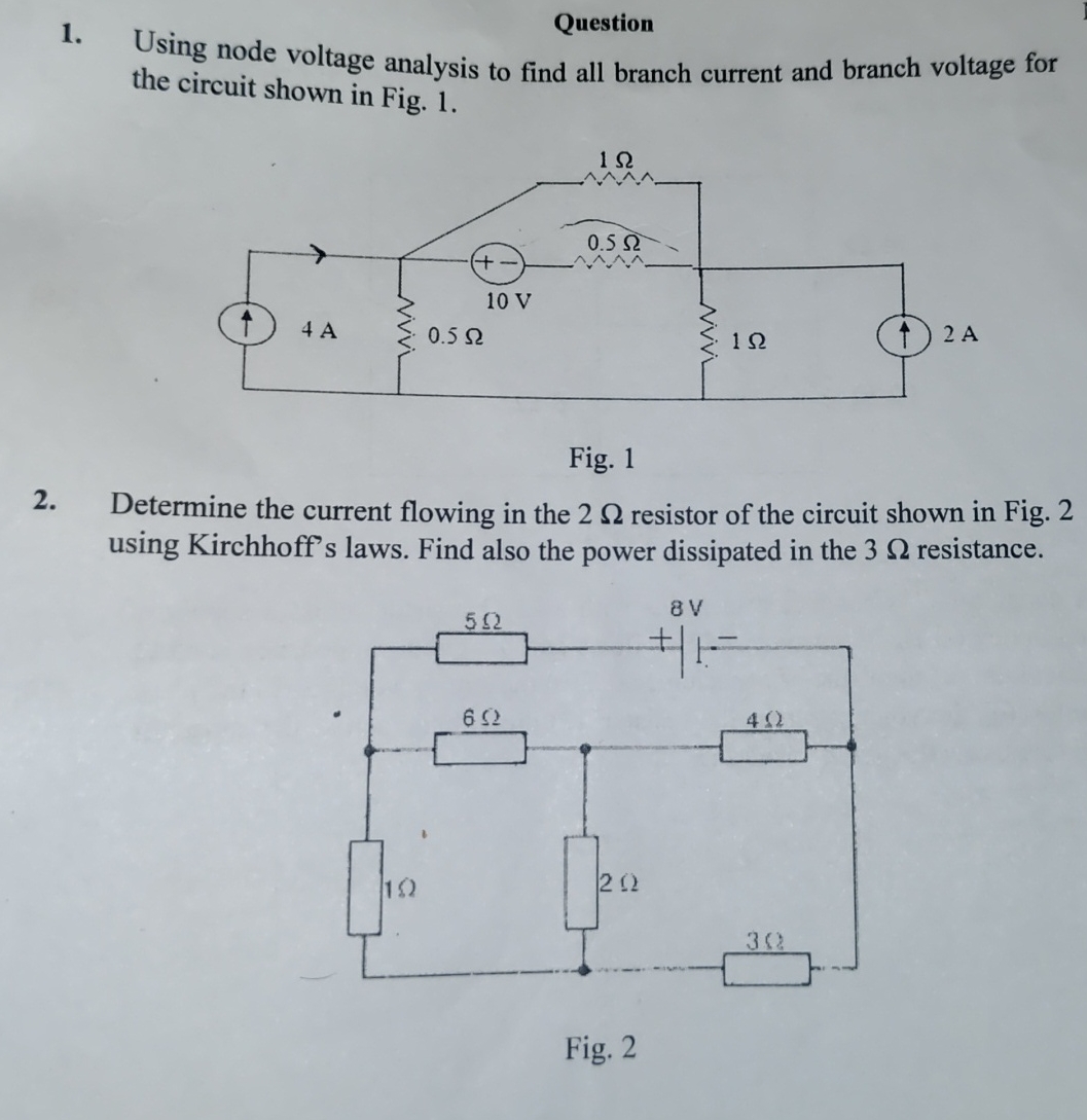 Solved QuestionUsing node voltage analysis to find all | Chegg.com