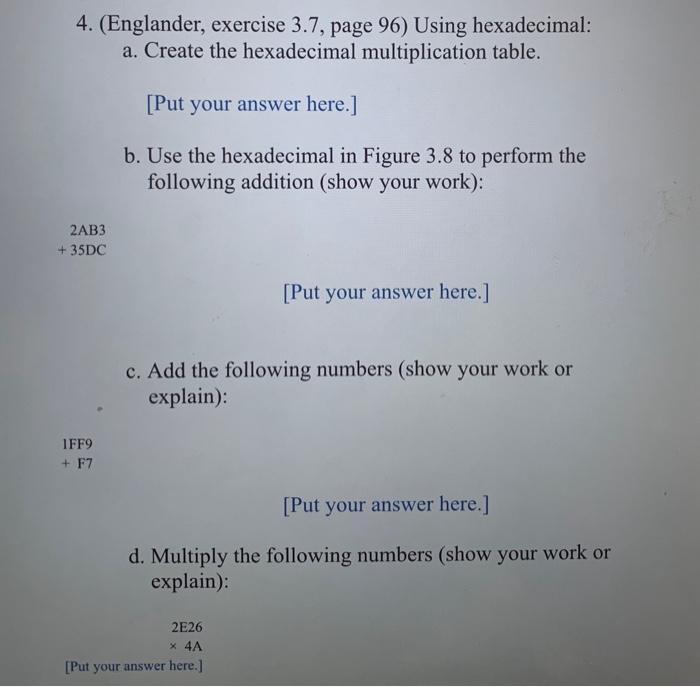 Solved 4. (Englander, exercise 3.7, page 96) Using | Chegg.com