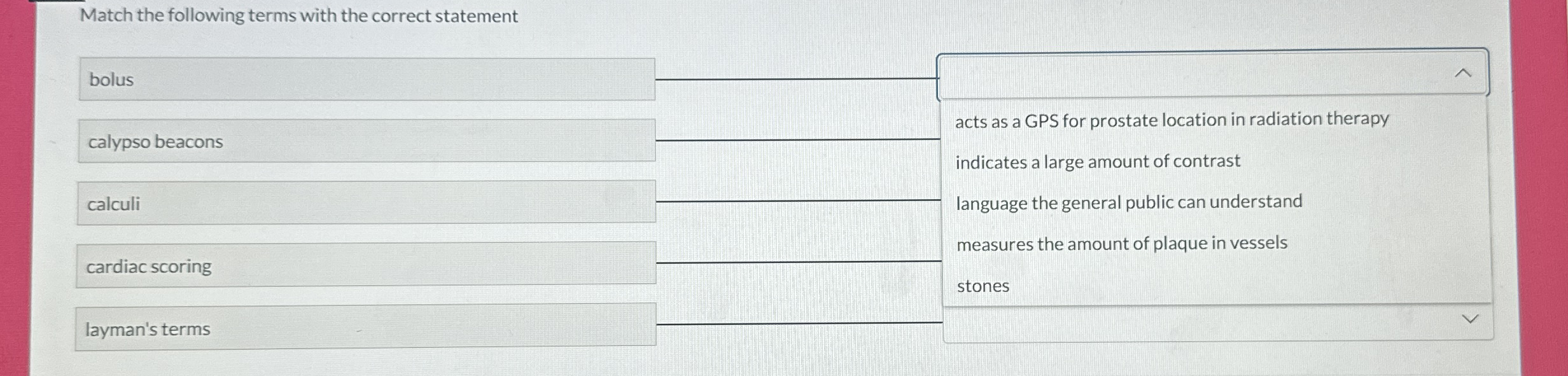Solved Match the following terms with the correct | Chegg.com
