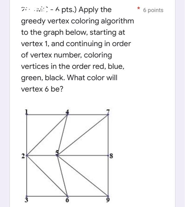 Solved 20. a)Apply the greedy vertex coloring algorithm to | Chegg.com