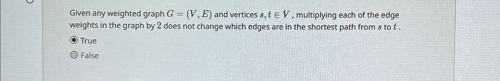 Solved Given any weighted graph G=(V,E) ﻿and vertices | Chegg.com
