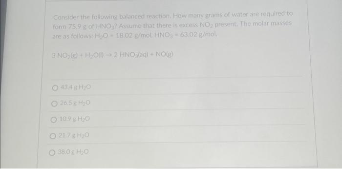 Solved Consider the following balanced reaction. How many | Chegg.com