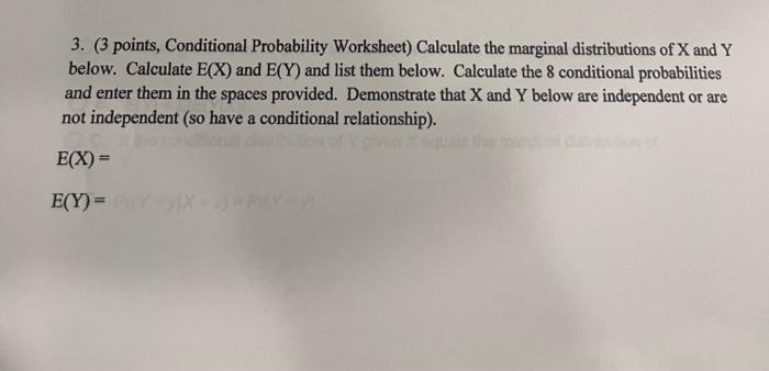 Solved 3. ( 3 points, Conditional Probability Worksheet) | Chegg.com