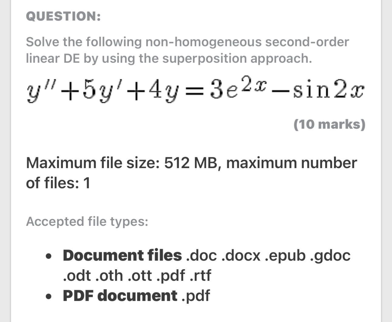 Solved Question Solve The Following Non Homogeneous