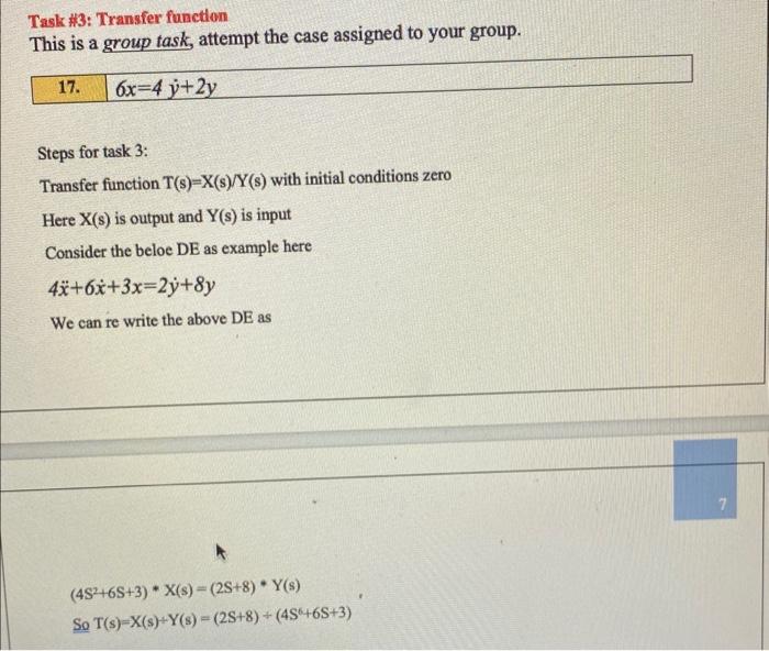 Solved Task \#3: Transfer functlon This is a group task, | Chegg.com Solved Task \#3: Transfer functlon This is a group task, | Chegg.com