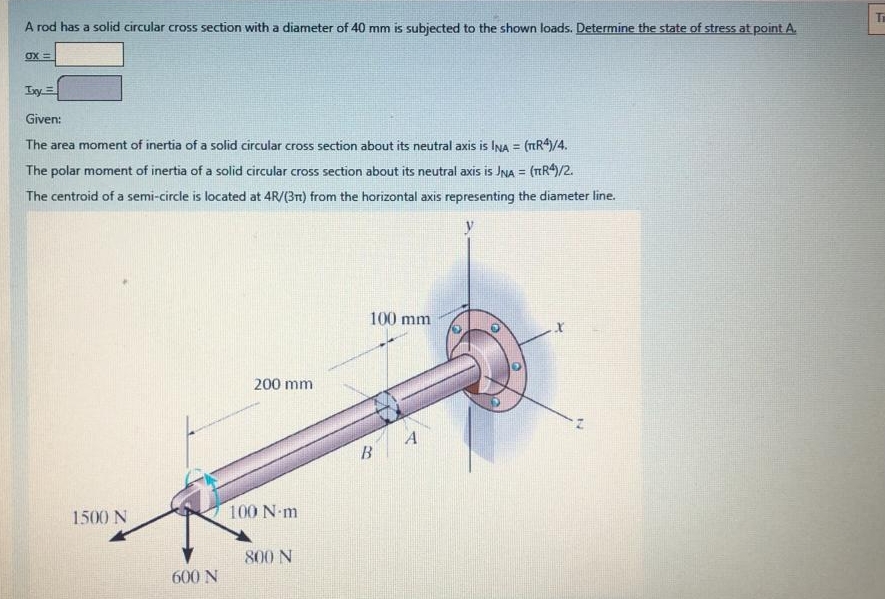 Solved A rod has a solid circular cross section with a | Chegg.com